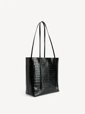BY MALENE BIRGER Abilso Croco Leather Tote - Black