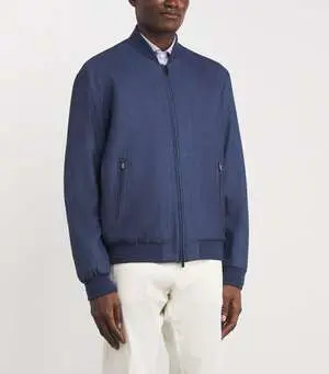 Paul & Shark Wool-silk-linen-blend Bomber Jacket - Navy