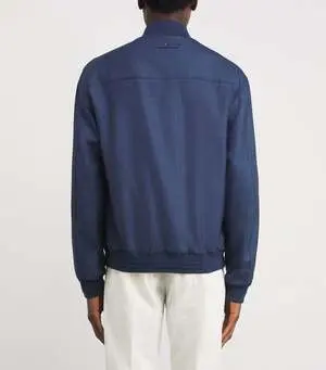 Paul & Shark Wool-silk-linen-blend Bomber Jacket - Navy