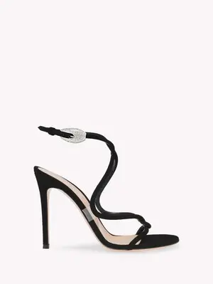 GIANVITO ROSSI Mamba Crystal Suede Sandals - Nero