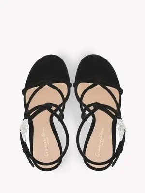 GIANVITO ROSSI Mamba Crystal Suede Sandals - Nero