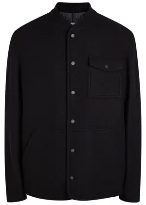Moncler Boiled Wool Overshirt - Black