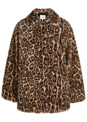 REFORMATION Relaxed Faux Fur Coat - Leopard