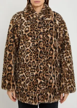 REFORMATION Relaxed Faux Fur Coat - Leopard