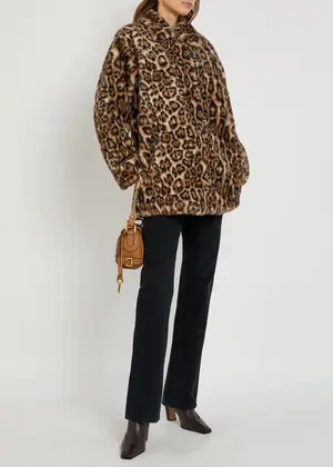 REFORMATION Relaxed Faux Fur Coat - Leopard