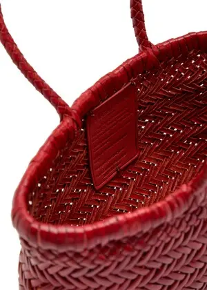 Dragon Diffusion Mini Flat Gora Woven Leather Top Handle Bag - Red