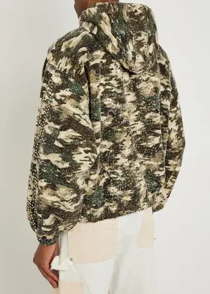 CHEW FOREVER Camo Studded Hooded Parka Jacket