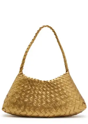 Dragon Diffusion Rosanna Woven Leather Shoulder Bag - Gold