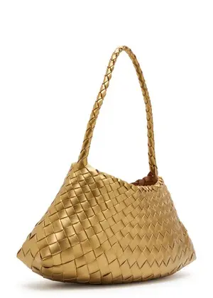 Dragon Diffusion Rosanna Woven Leather Shoulder Bag - Gold