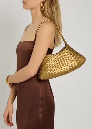 Dragon Diffusion Rosanna Woven Leather Shoulder Bag - Gold