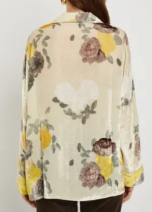 Bernadette Louis Floral-print Velour Blouse