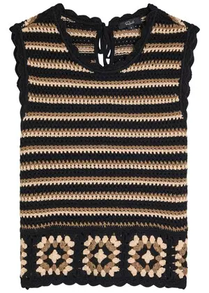 Rails Hazel Striped Crochet Tank - Black