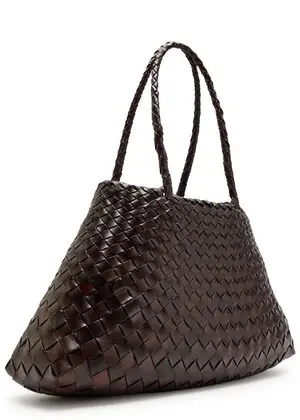 Dragon Diffusion Santa Croce Big Woven Leather Tote Bag - Dark Brown