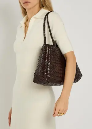 Dragon Diffusion Santa Croce Big Woven Leather Tote Bag - Dark Brown