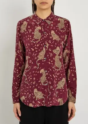 Rails Kate Leopard-print Silk Shirt - Red