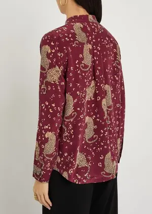 Rails Kate Leopard-print Silk Shirt - Red