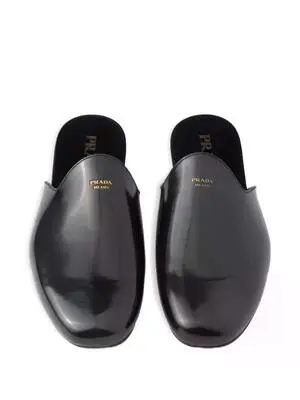 Prada Logo-printed Leather Mules