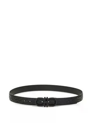 FERRAGAMO Stitched Gancini Buckle Belt - Black