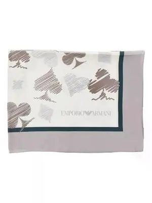 Emporio Armani Patterned Border Scarf - Neutrals