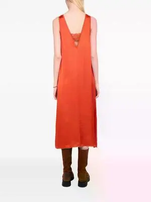Zadig&Voltaire Renzo Lace-detail Satin Midi Dress - Orange