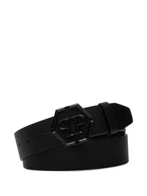 Philipp Plein Logo-buckle Leather Belt - Black