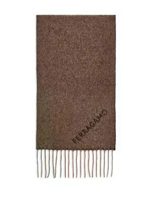 FERRAGAMO Jacquard Fringed Scarf - Brown