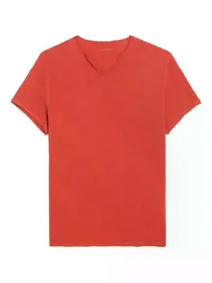 Zadig&Voltaire Henley U-neck Short-sleeve T-shirt - Orange