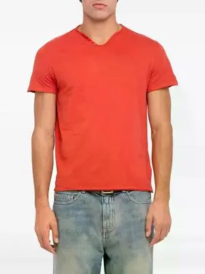 Zadig&Voltaire Henley U-neck Short-sleeve T-shirt - Orange