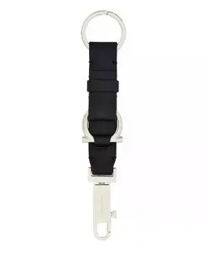 FERRAGAMO Gancini Leather Strap Keyring - Black
