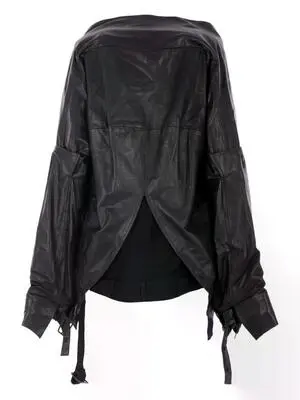YEHUAFAN Asymmetric-hem Leather Jacket
