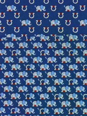 FERRAGAMO Elephant Gancini Print Tie - Blue