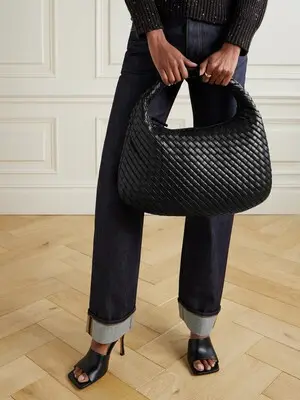 Bottega Veneta Medium Intrecciato Leather Shoulder Bag - Black