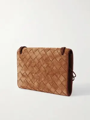 Bottega Veneta Andiamo Small Intrecciato Suede Shoulder Bag - Brown
