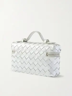 Bottega Veneta Bang Bang Intrecciato Distressed Metallic Leather Tote - Silver