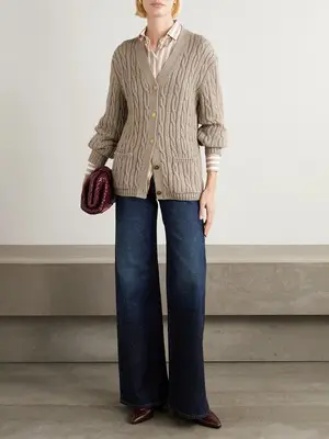 Loro Piana Cable-knit Cashmere-blend Cardigan