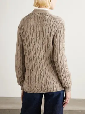 Loro Piana Cable-knit Cashmere-blend Cardigan