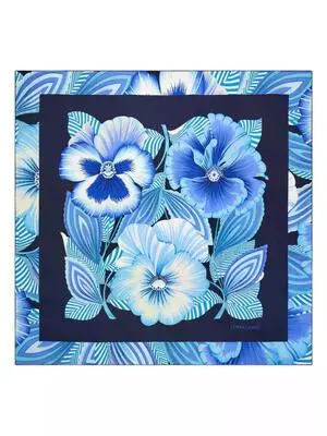 FERRAGAMO Brezza-print Silk Scarf - Blue