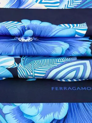 FERRAGAMO Brezza-print Silk Scarf - Blue