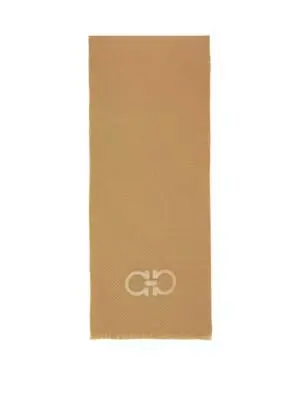 FERRAGAMO Gancini-motif Wool Scarf - Neutrals
