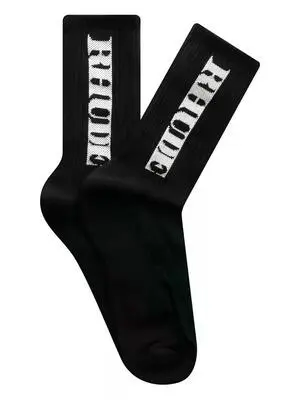Rhude Dinero Logo-embroidered Socks - Black