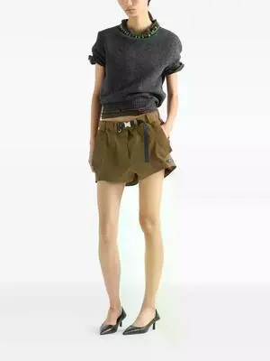 Prada Crystal-embellished Short-sleeve Sweater
