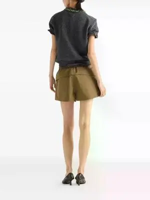 Prada Crystal-embellished Short-sleeve Sweater