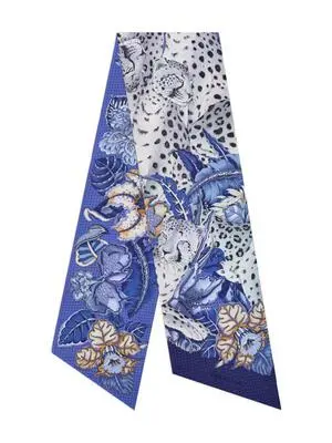 FERRAGAMO Cheetah-print Silk Scarf - Blue