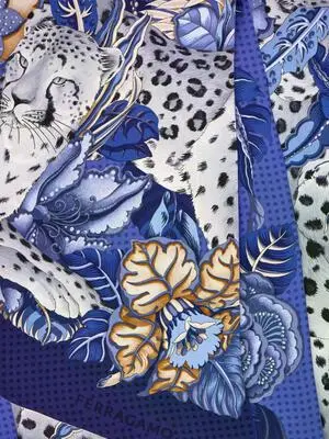 FERRAGAMO Cheetah-print Silk Scarf - Blue