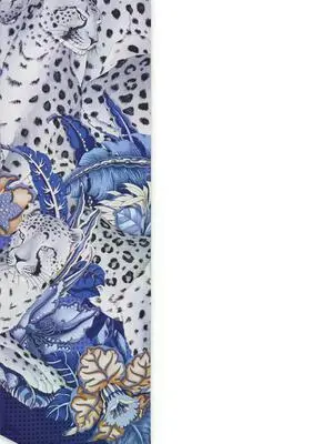 FERRAGAMO Cheetah-print Silk Scarf - Blue