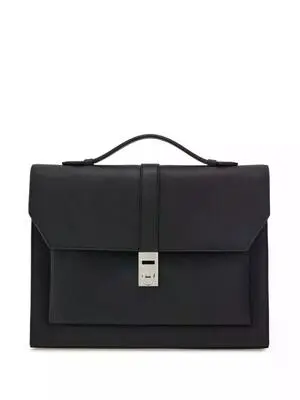 FERRAGAMO Clasp Textured Hug Briefcase - Black