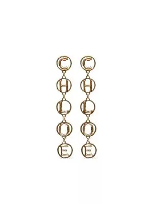Chloé Hammered-texture Letters Earrings - Gold
