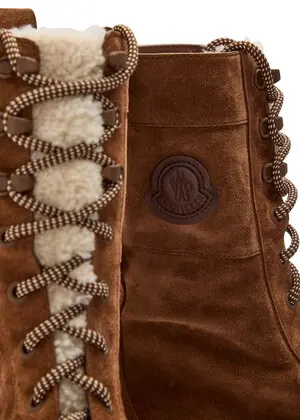 Moncler Vera Shearling-trimmed Suede Mid-calf Boots