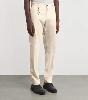 Paul & Shark Cotton-silk Blend Straight Chinos - Ivory