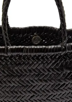 Dragon Diffusion Mini Flat Gora Woven Leather Top Handle Bag